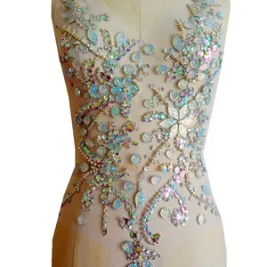 Handmade Luxury Shiny Beaded Dress Applique - OneYard