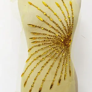 Handmade Luxury Shiny Beaded Dress Applique - OneYard