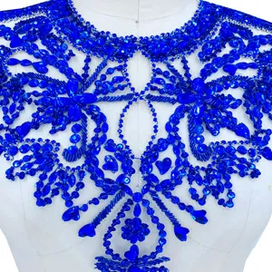 Stunning Handmade Rhinestone Beaded Dress Applique - OneYard