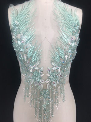 Pearls, Beadings and Sequins Large Butterfly Applique - OneYard