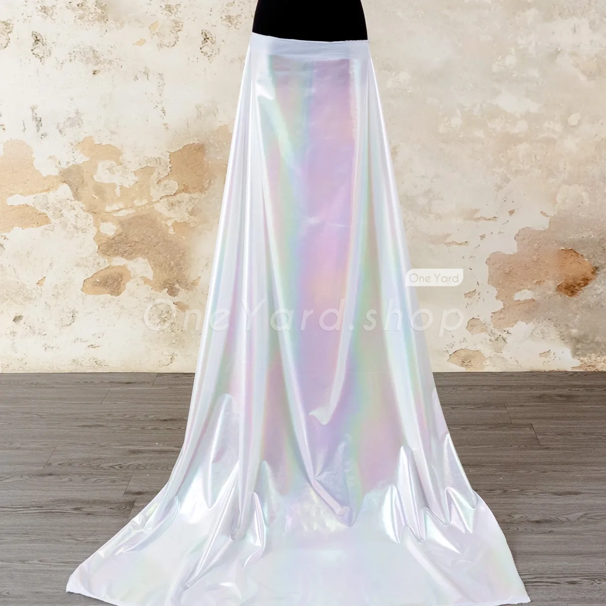 Elegant Iridescent White Smooth Fluid Lame Fabric - OneYard