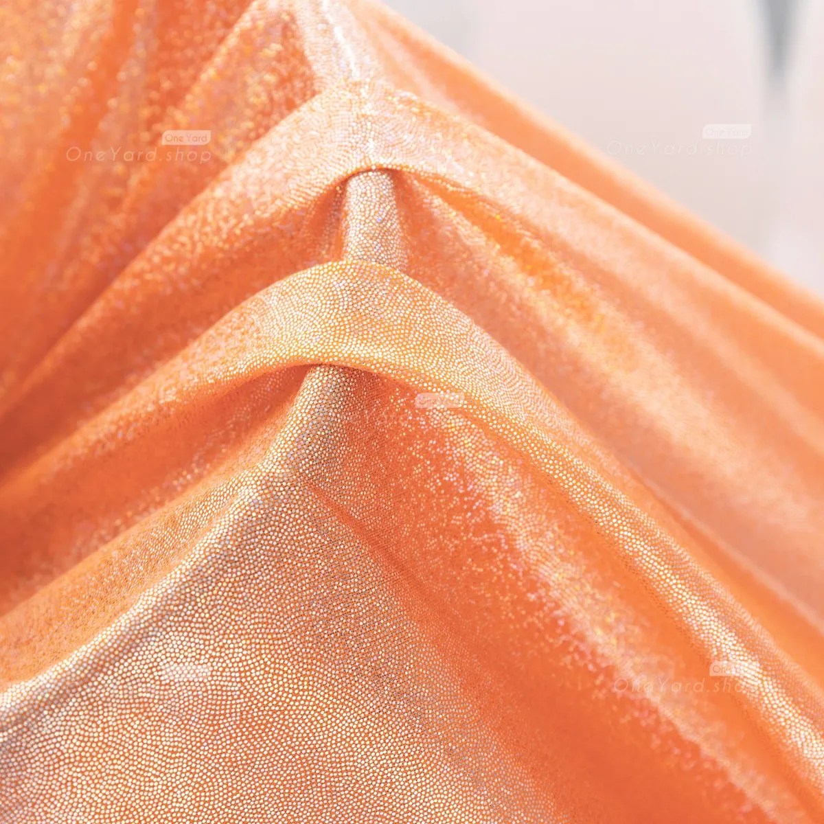 Orange Metallic Stretch Lame Fashion Fabric - OneYard