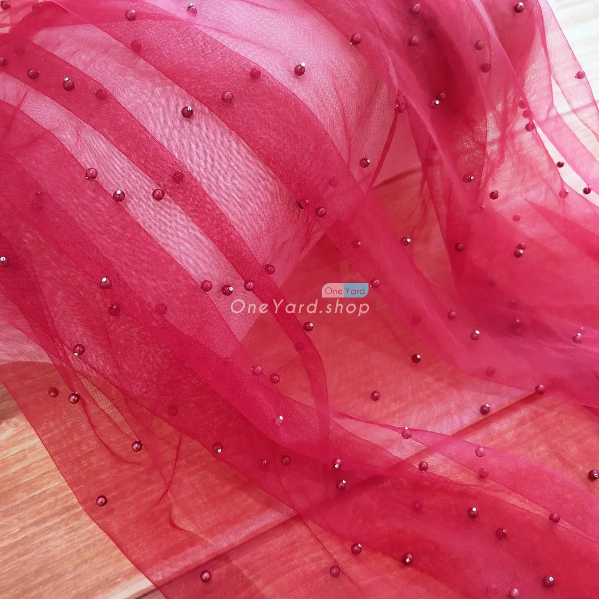 Pearled Soft Mesh Tulle Fabric by the Yard - OneYard