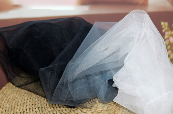 Silver Glued Ombre Blue Glitter Mesh Tulle Fabric - OneYard