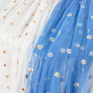 Cinquefoil Flowers Netting Mesh Fabric by the Yard - OneYard