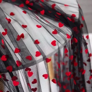 Iridescent Lilac Heart Tulle Dress Fabric by the Yard - OneYard